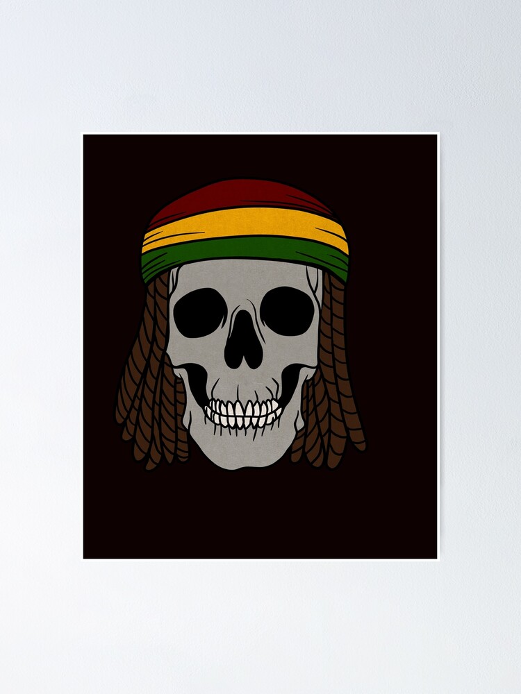 "Rasta Skull with Dreadlocks, Rastafarian, Jamaica " Poster by dukito ...
