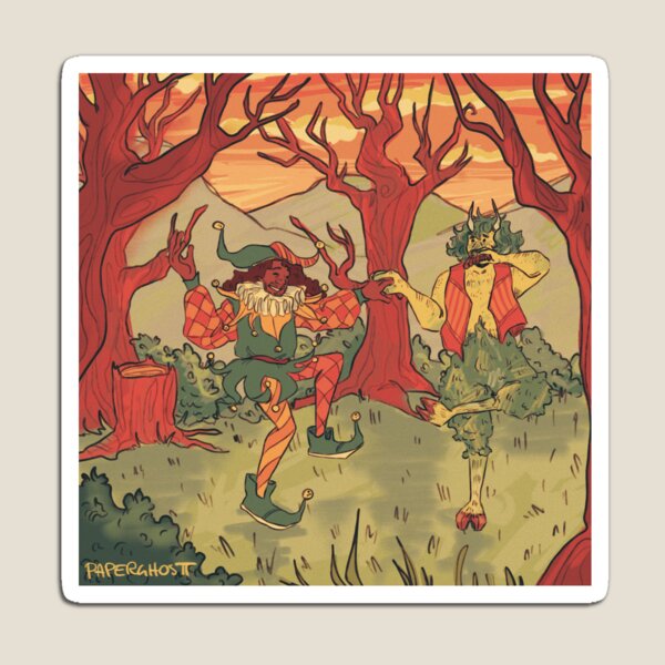 "Jester and Satyr dancing in the sunset" Magnet for Sale by paperghostt ...