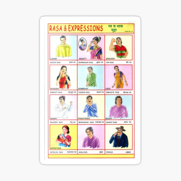 "Illustrated Chart From India - RASA & EXPRESSIONS Rare Vintage High ...