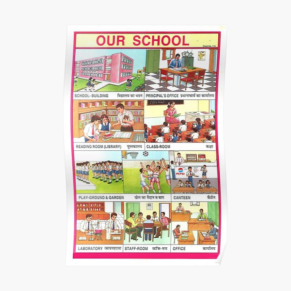 "Illustrated Chart From India - OUR SCHOOL Rare Vintage High Quality ...