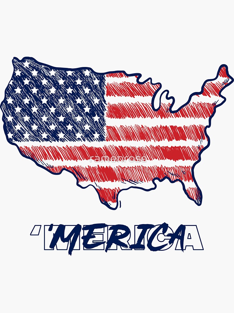 "'MERICA" Sticker by ramenrose | Redbubble
