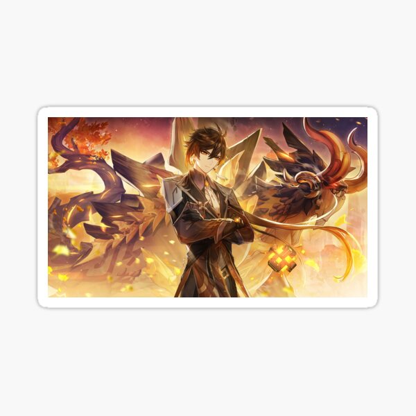 "Genshin Impact - Zhongli And Azhdaha - Official Artwork" Sticker for ...