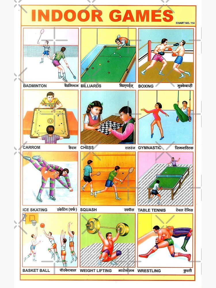 "Illustrated Chart From India - INDOOR GAMES Rare Vintage High Quality ...