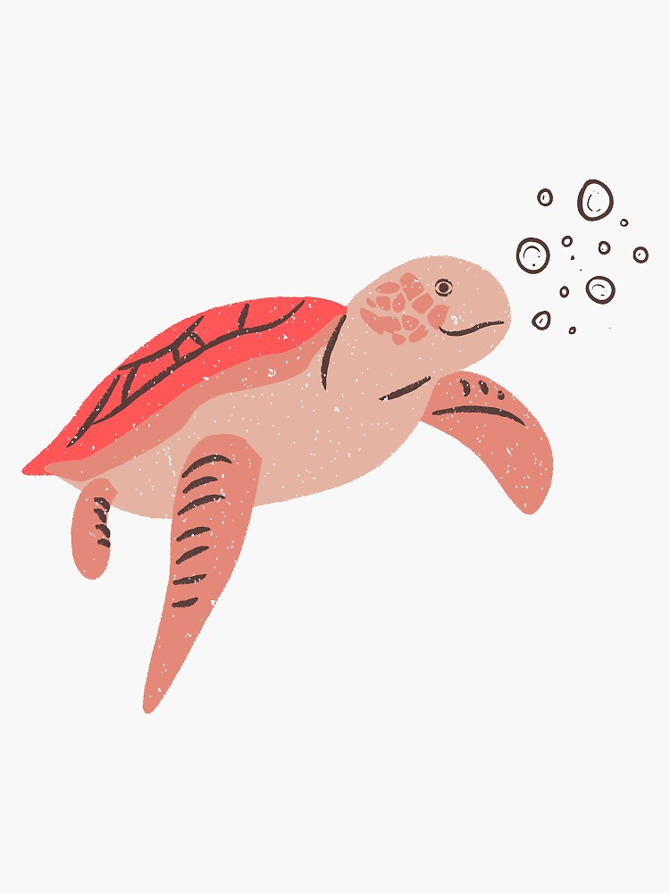 "Pink Turtle Sticker" Sticker by chollemarie | Redbubble