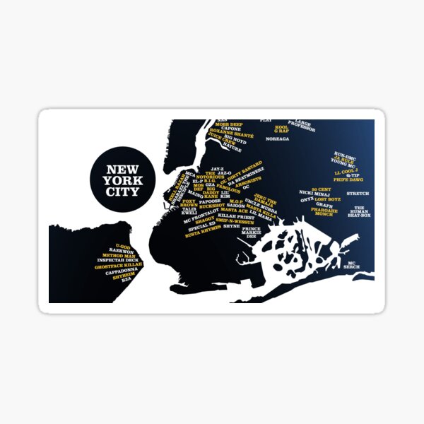 "New York City Rap Map" Sticker for Sale by TVpopSHOP | Redbubble