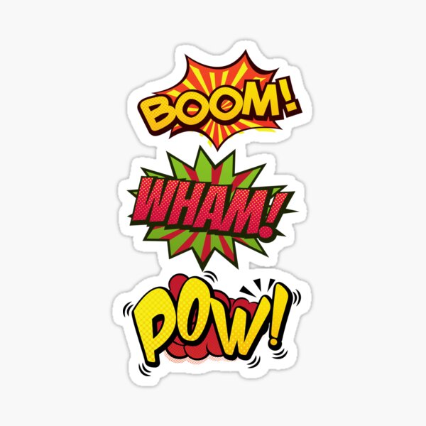 "Boom Wham Pow Comic Bubbles" Sticker for Sale by Tonysharo | Redbubble