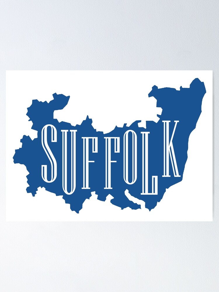 "Map of Suffolk County, England Counties" Poster by sketchingarchi ...