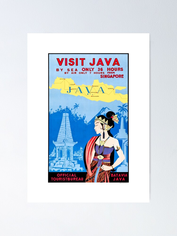 "1930 VISIT JAVA Indonesia Travel Poster" Poster by retrographics ...