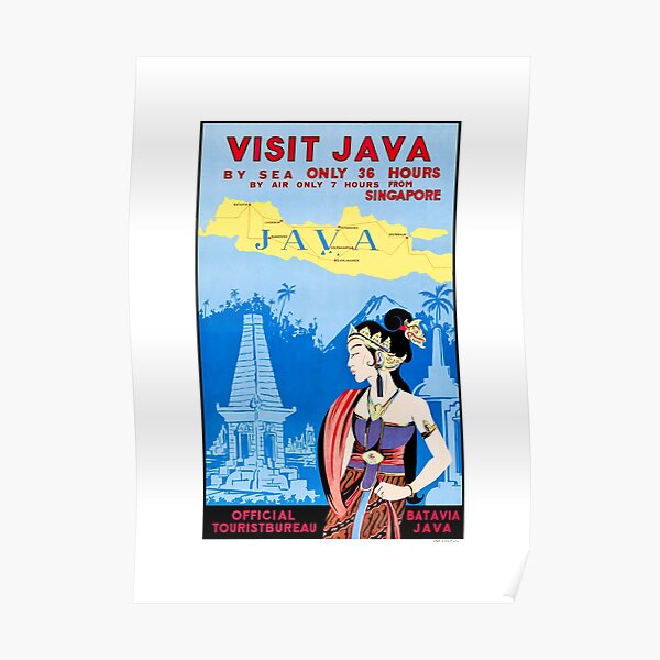 "1930 VISIT JAVA Indonesia Travel Poster" Poster by retrographics ...