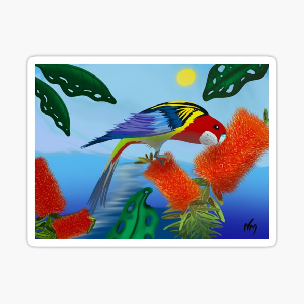 "Rosella wee fella" Sticker by Justaddshadows | Redbubble