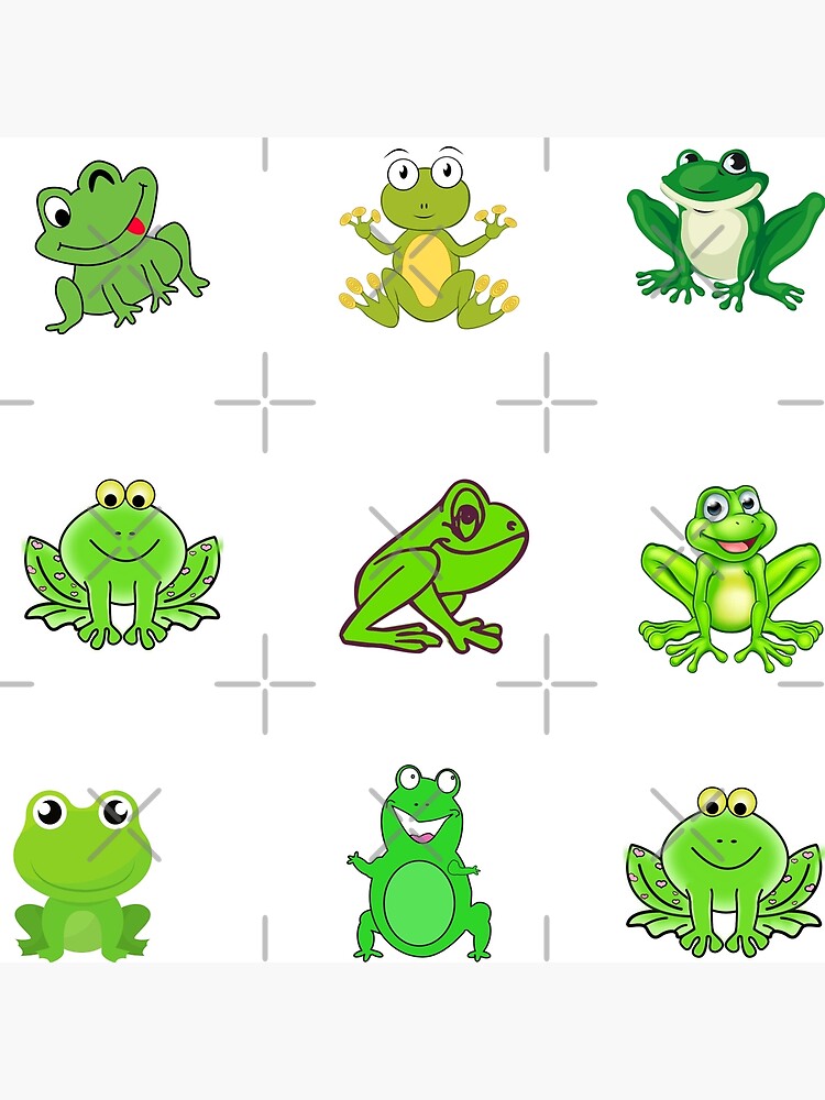 Lámina fotográfica «Ranas divertidas, Collage de ranas verdes» de ...