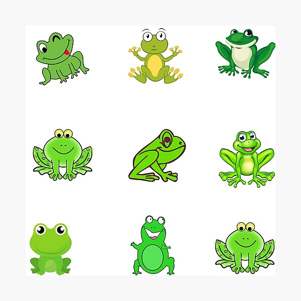 Lámina fotográfica «Ranas divertidas, Collage de ranas verdes» de ...