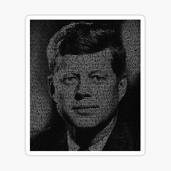 "John F Kennedy Text Portrait " Sticker by WacoKidJim | Redbubble