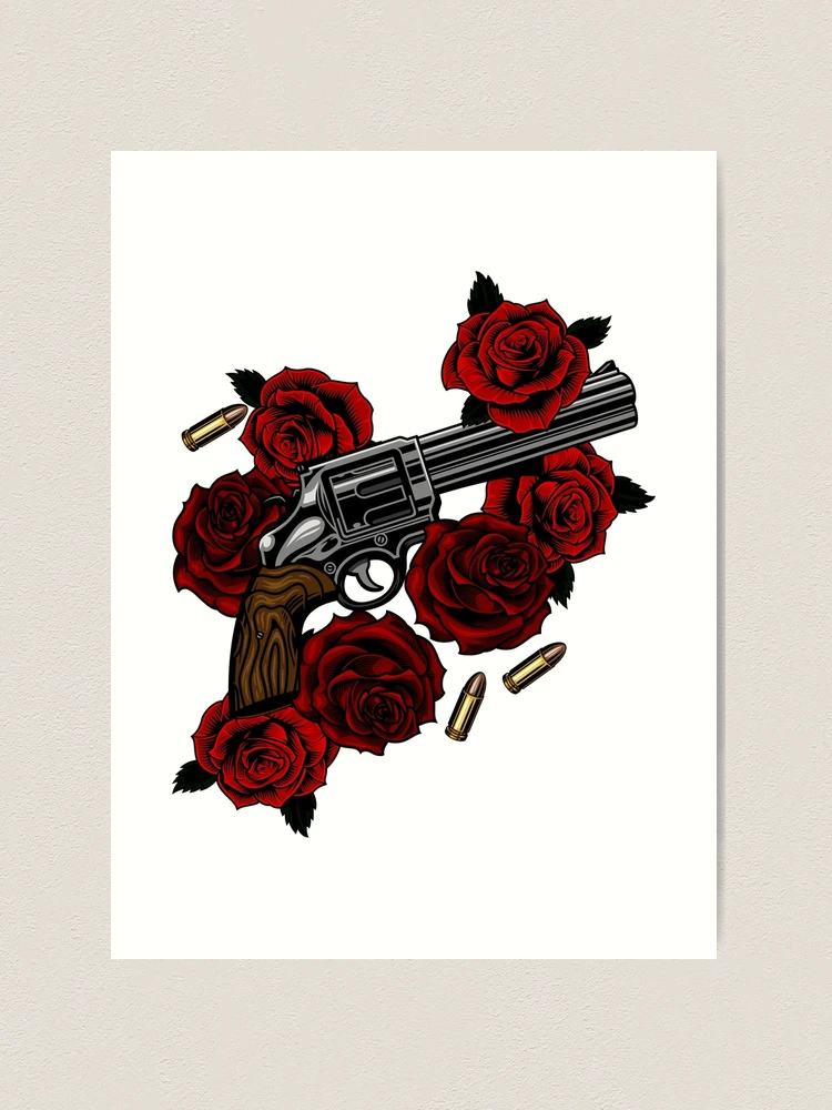 Drawings Of Guns And Roses