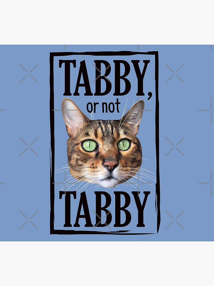 "Tabby or not Tabby, bengal cat face with green eyes, blue background ...
