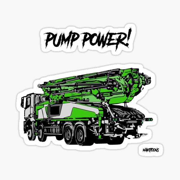 "Pump power green concrete pump" Sticker by Makitoons | Redbubble