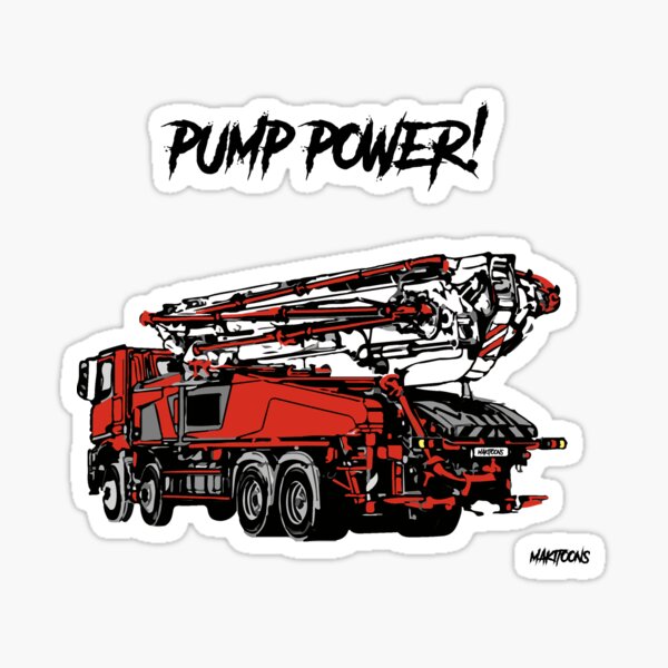 "Pump power red concrete pump" Sticker by Makitoons | Redbubble