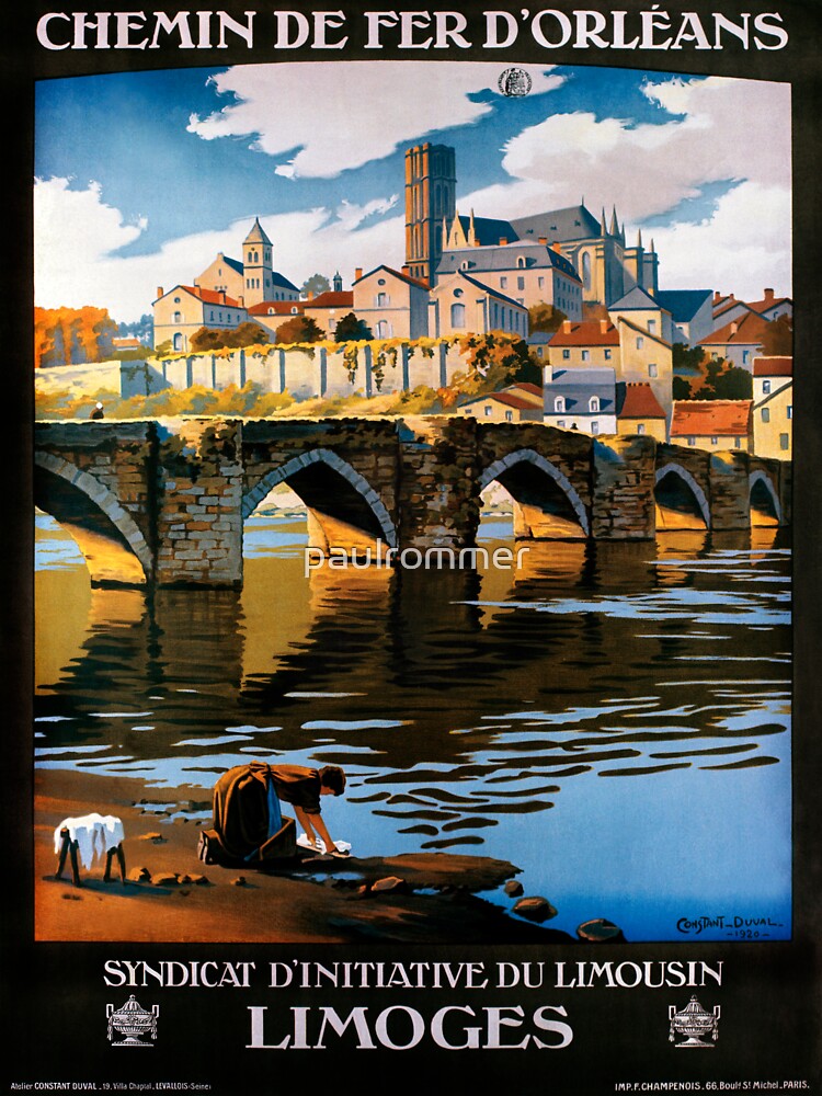 "Limoges, French Travel Poster" Sticker for Sale by paulrommer | Redbubble