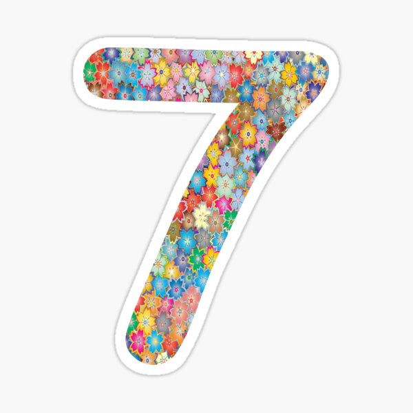 "Number 7 Colorful Flowers Funny Seven Gift" Sticker for Sale by ...