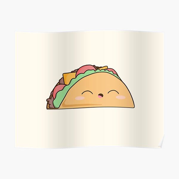 "Cute Kawaii Sleepy Taco" Poster for Sale by illustra-angie | Redbubble