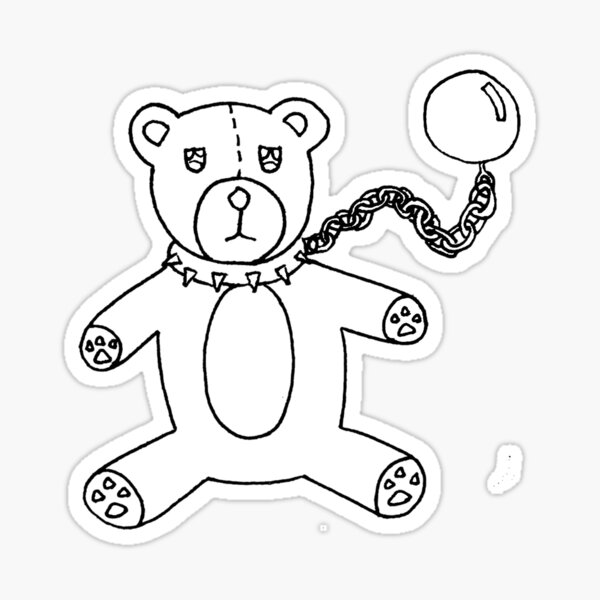 "chained cute sad bear" Sticker by illunisme | Redbubble