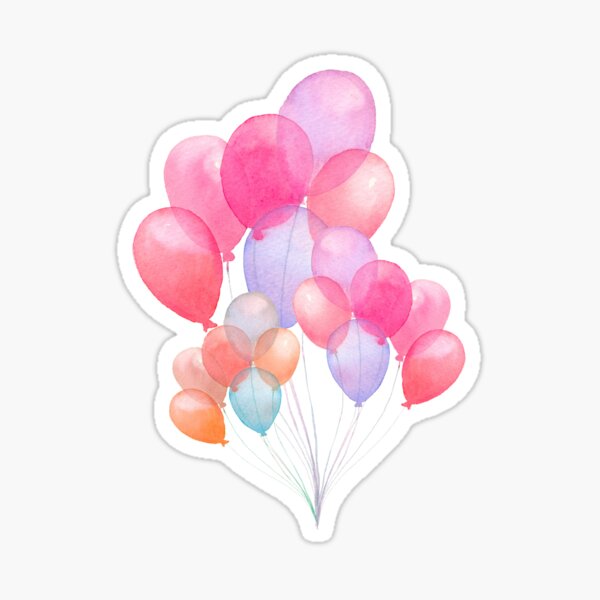"Watercolor art. Pastel color balloons." Sticker for Sale by ...