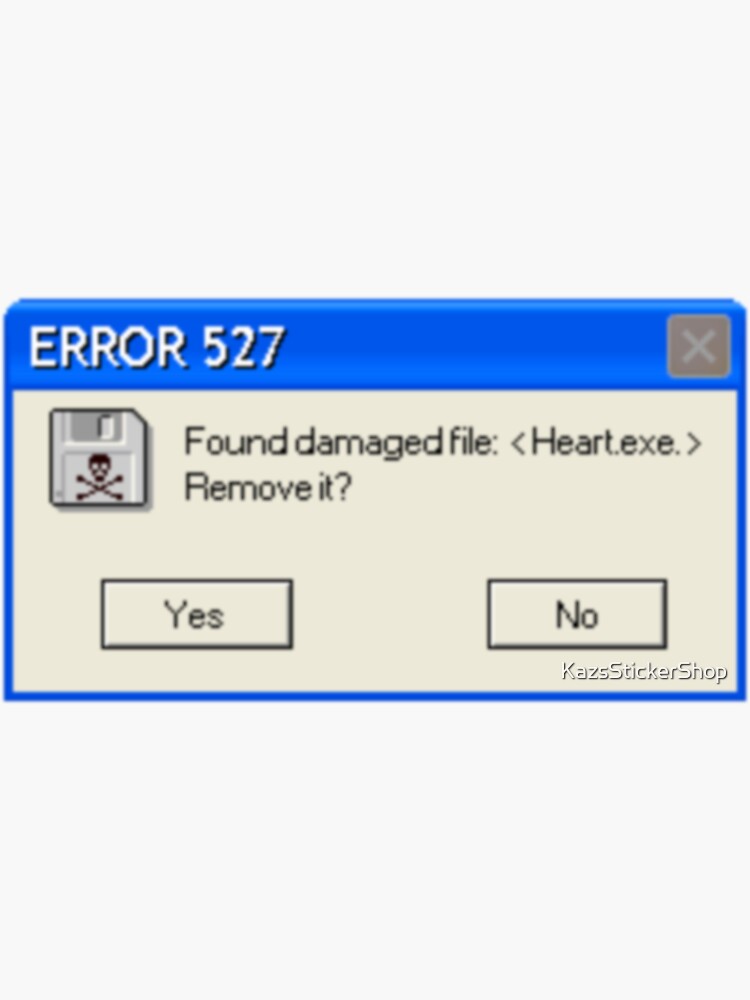 "Error Message: Heart " Sticker for Sale by KazsStickerShop | Redbubble