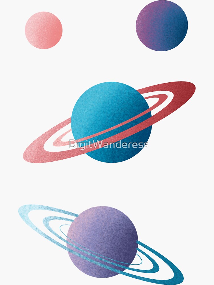 "4 cute planets stickers" Sticker by DigitWanderess | Redbubble