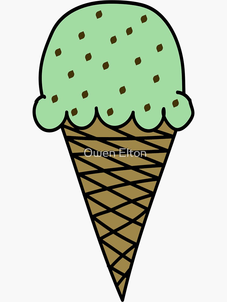 "Mint Chocolate Chip Ice Cream Cone" Sticker for Sale by oelton | Redbubble