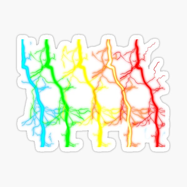 "5 Rainbow Neon Lightning Strikes design" Sticker for Sale by ...