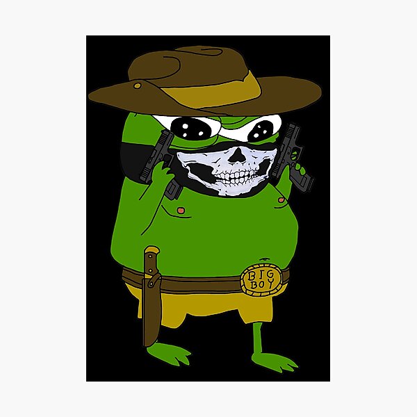 "Rare Pepe Ranger With Two Guns" Photographic Print by Slav-Art | Redbubble