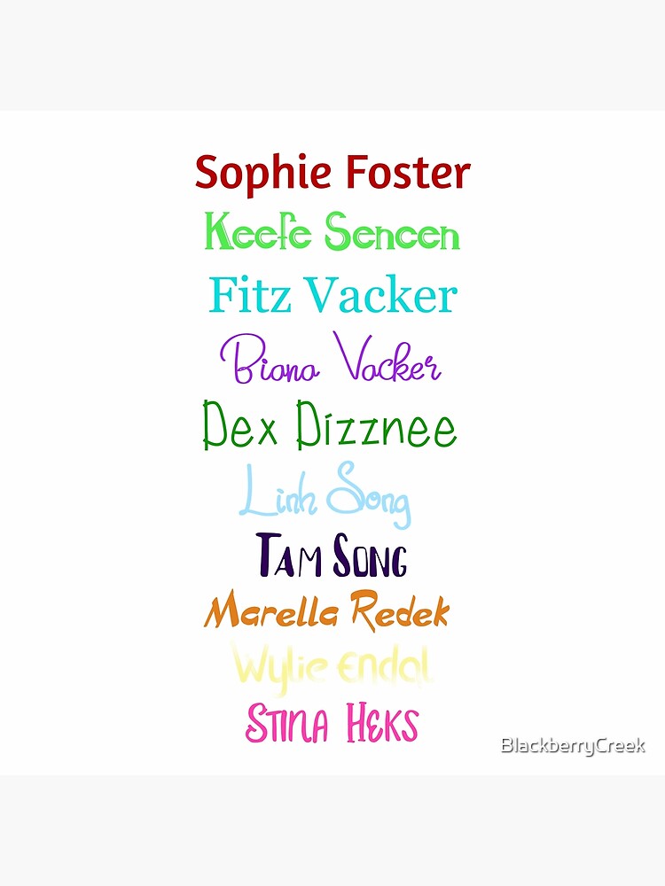 "KOTLC Main Character Names " Poster for Sale by BlackberryCreek ...