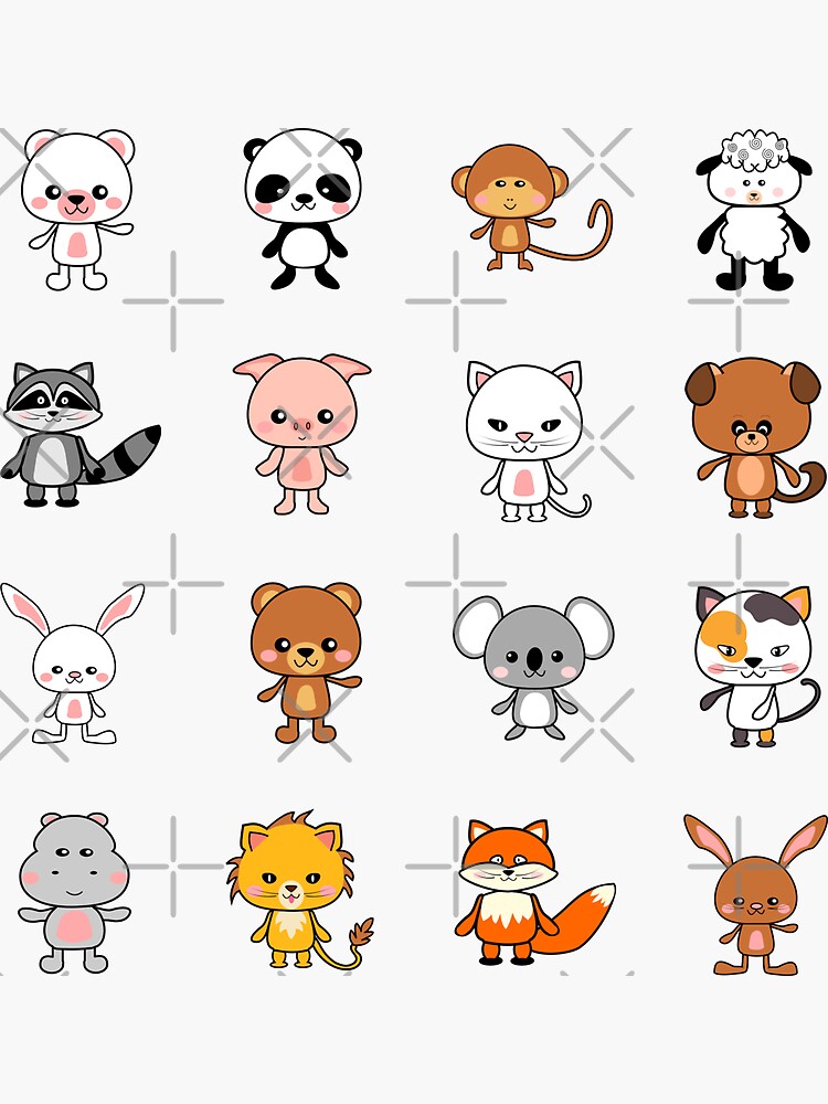 "Cute Kawaii Baby Animals Large Pack" Sticker for Sale by lovelyandcute ...
