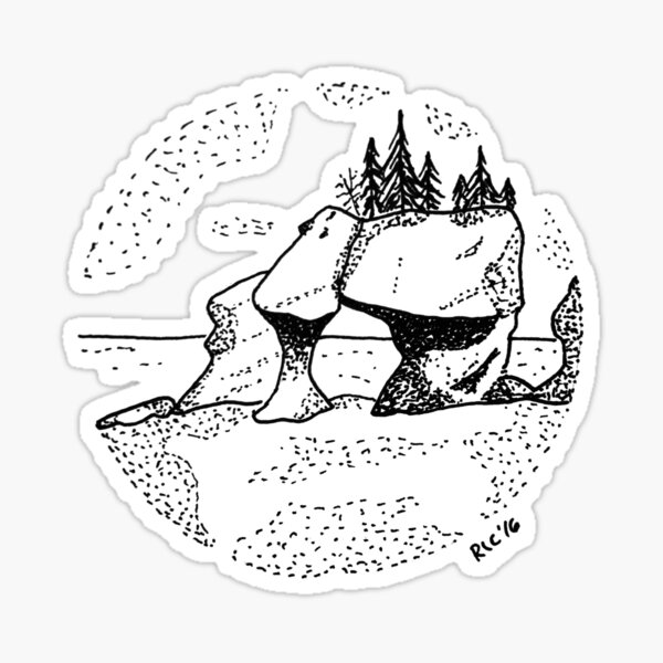 "Hand Drawn - Hopewell Rocks, New Brunswick - Alma" Sticker for Sale by ...