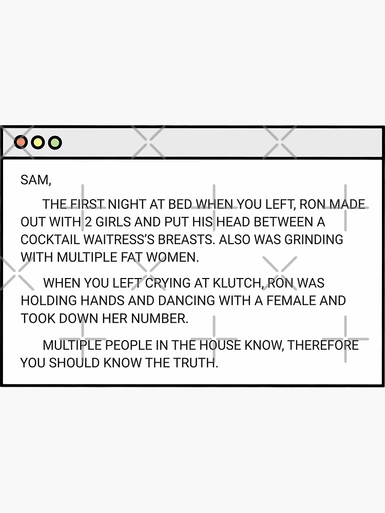 "Snooki Letter to Sammi" Sticker for Sale by FemmeNouvelle | Redbubble