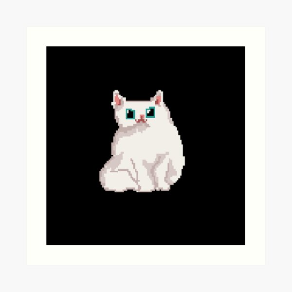 "White Cat Pixel Art" Art Print by RoxannOnt | Redbubble