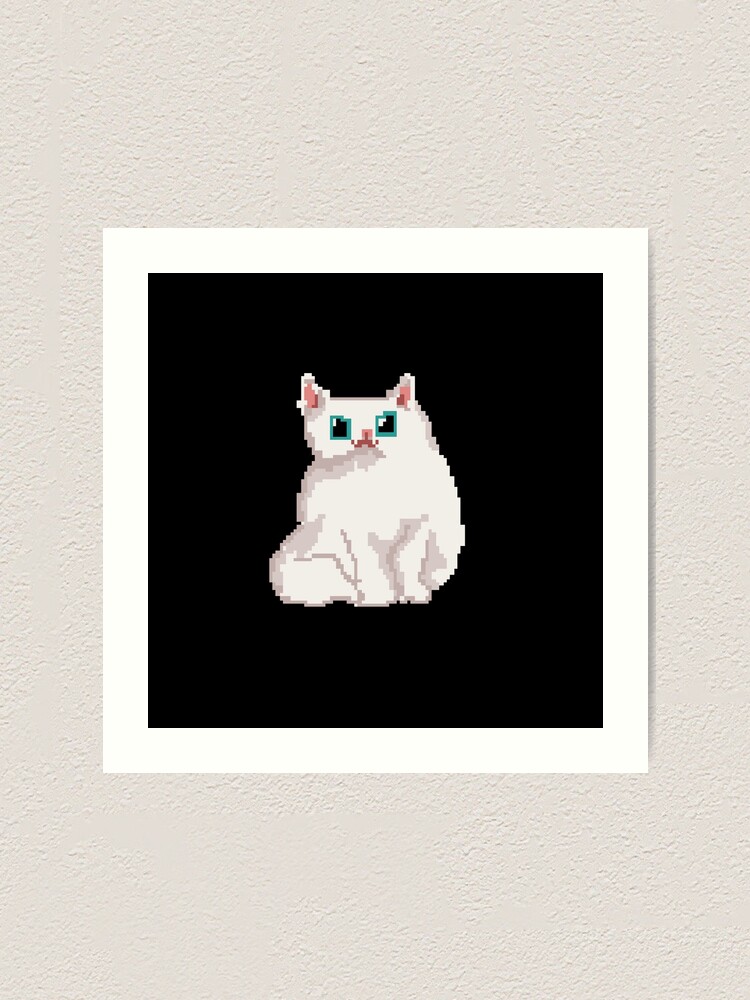 "White Cat Pixel Art" Art Print by RoxannOnt | Redbubble