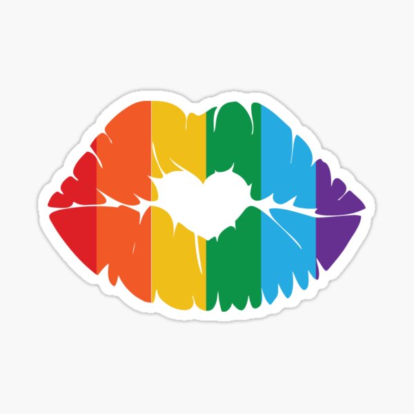 "Pride Lips Vertical Rainbow - Pride" Sticker for Sale by Trinket ...