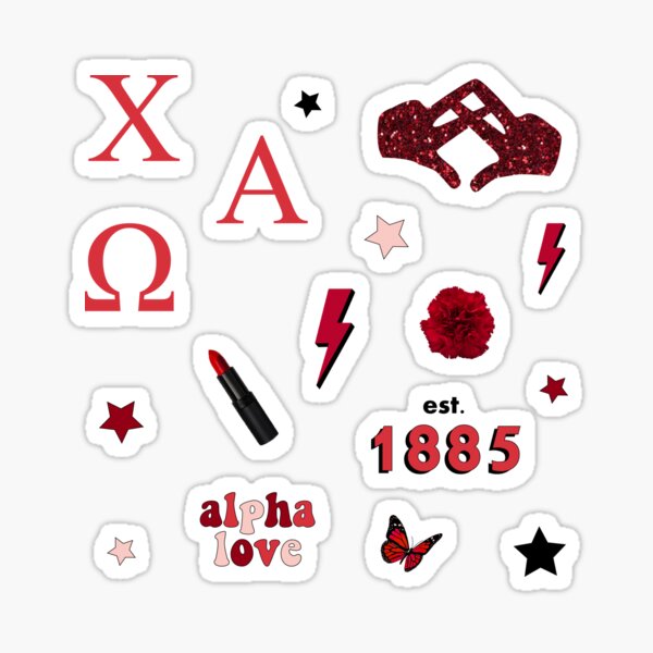 "CHI, ALPHA, OMEGA RED EDGY GREEK LETTER PACK" Sticker for Sale by ...