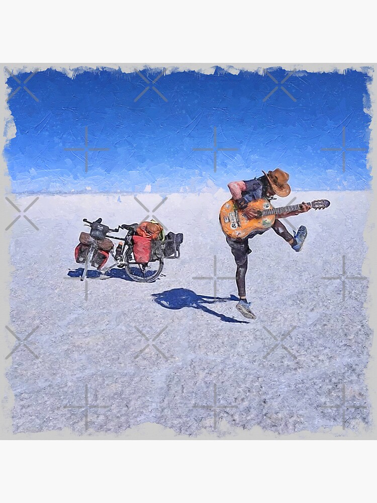 "Gypsy Cyclist Riding Bike and Playing guitar, Bohemian Bike Rider ...