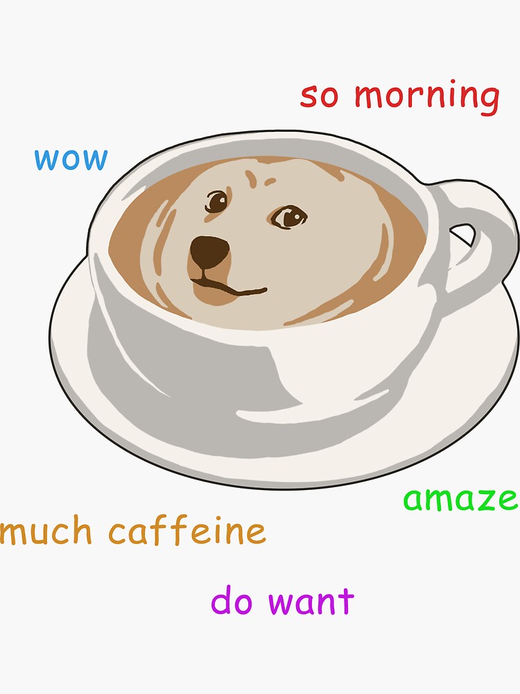"Coffee Doge - Color" Sticker for Sale by alaskandesign | Redbubble