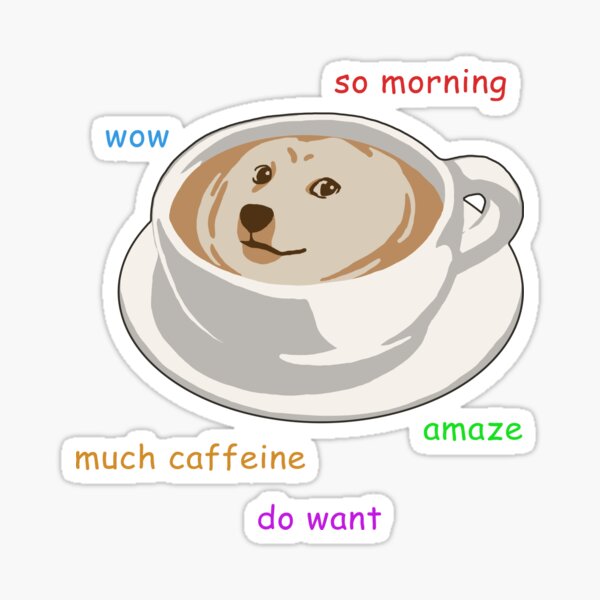 "Coffee Doge - Color" Sticker for Sale by alaskandesign | Redbubble