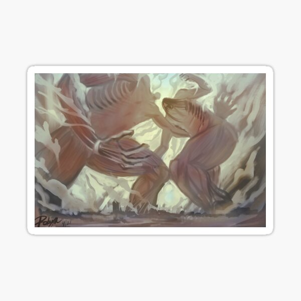 "Colossal V Attack Titan" Sticker for Sale by Robinarte | Redbubble