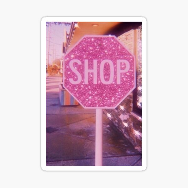"Pink Glitter Shop Sign" Sticker for Sale by allymadethis | Redbubble