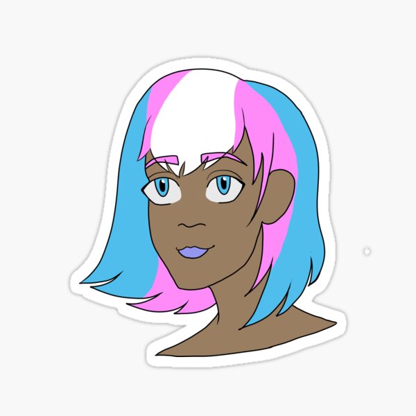 "Trans Flag Hair" Sticker by GenesisMidnight | Redbubble