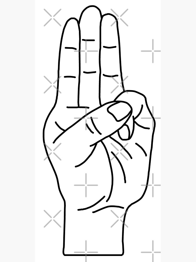 Lámina artística «Dibujo de línea de signo de mano de Myanmar» de line ...