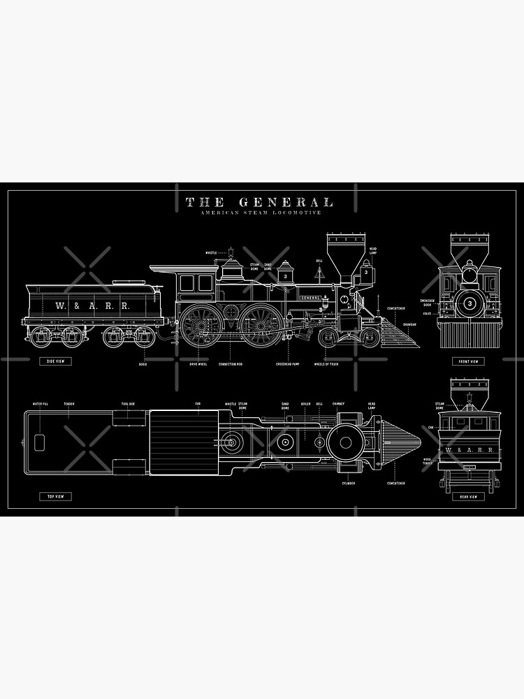 Poster « The General. American Steam Locomotive (White Stencil - No ...