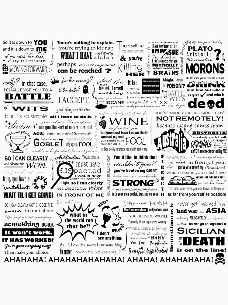 "Princess Bride Poison Scene - Black on White" T-shirt for Sale by ...