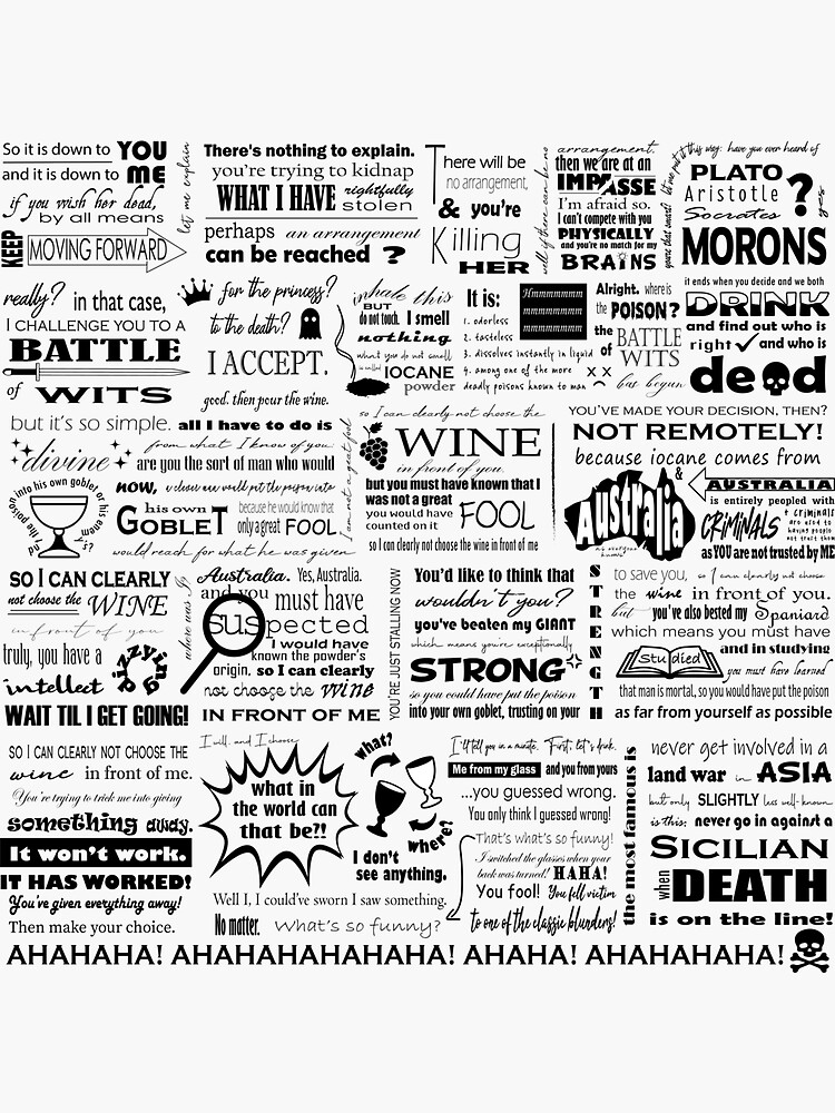 "Princess Bride Poison Scene - Black on White" Sticker for Sale by ...