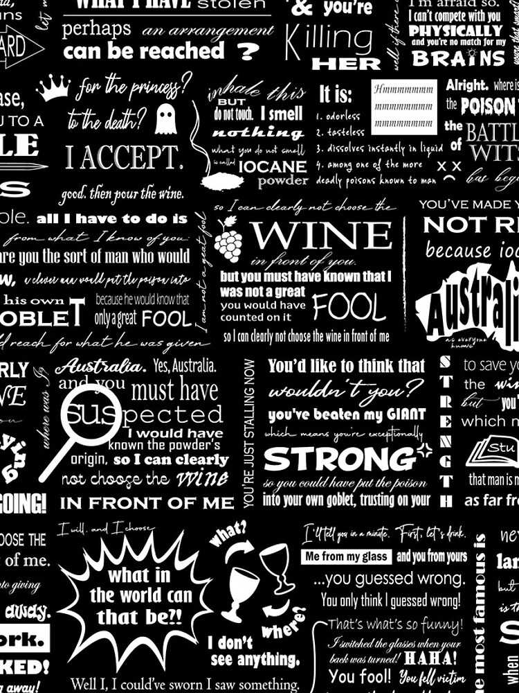 "Princess Bride Poison Scene - White on Black" iPhone Case for Sale by ...